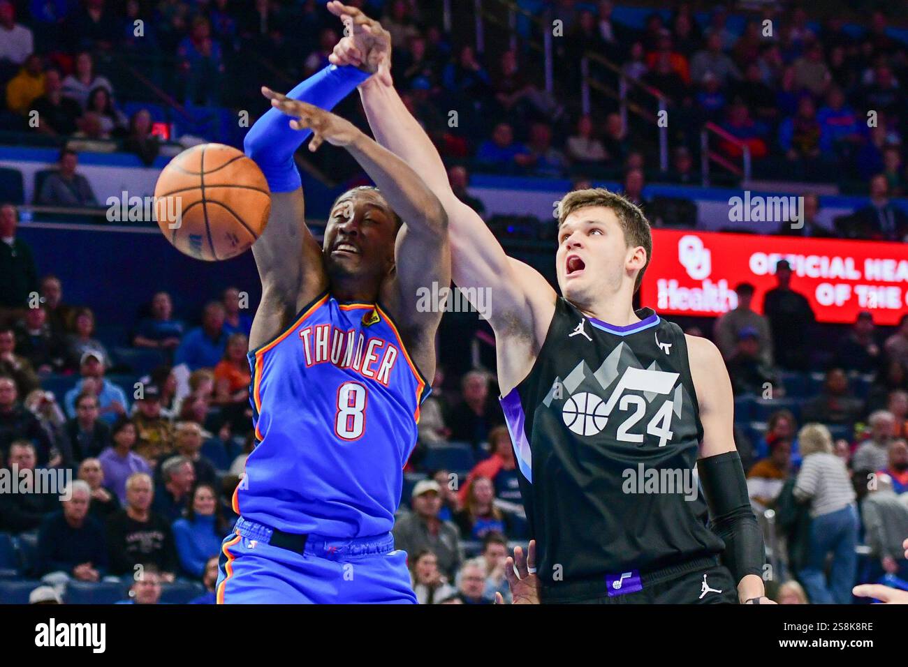 Utah Jazz center Walker Kessler (24) tries to get to a rebound before ...