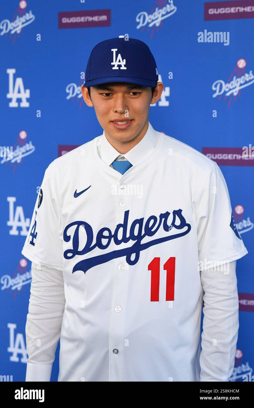 LOS ANGELES, CA - JANUARY 22: Newly acquired Los Angeles Dodgers ...
