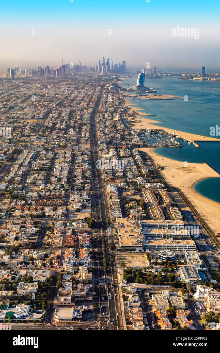 Jumeirah beach aerial view, Dubai UAE Stock Photo - Alamy