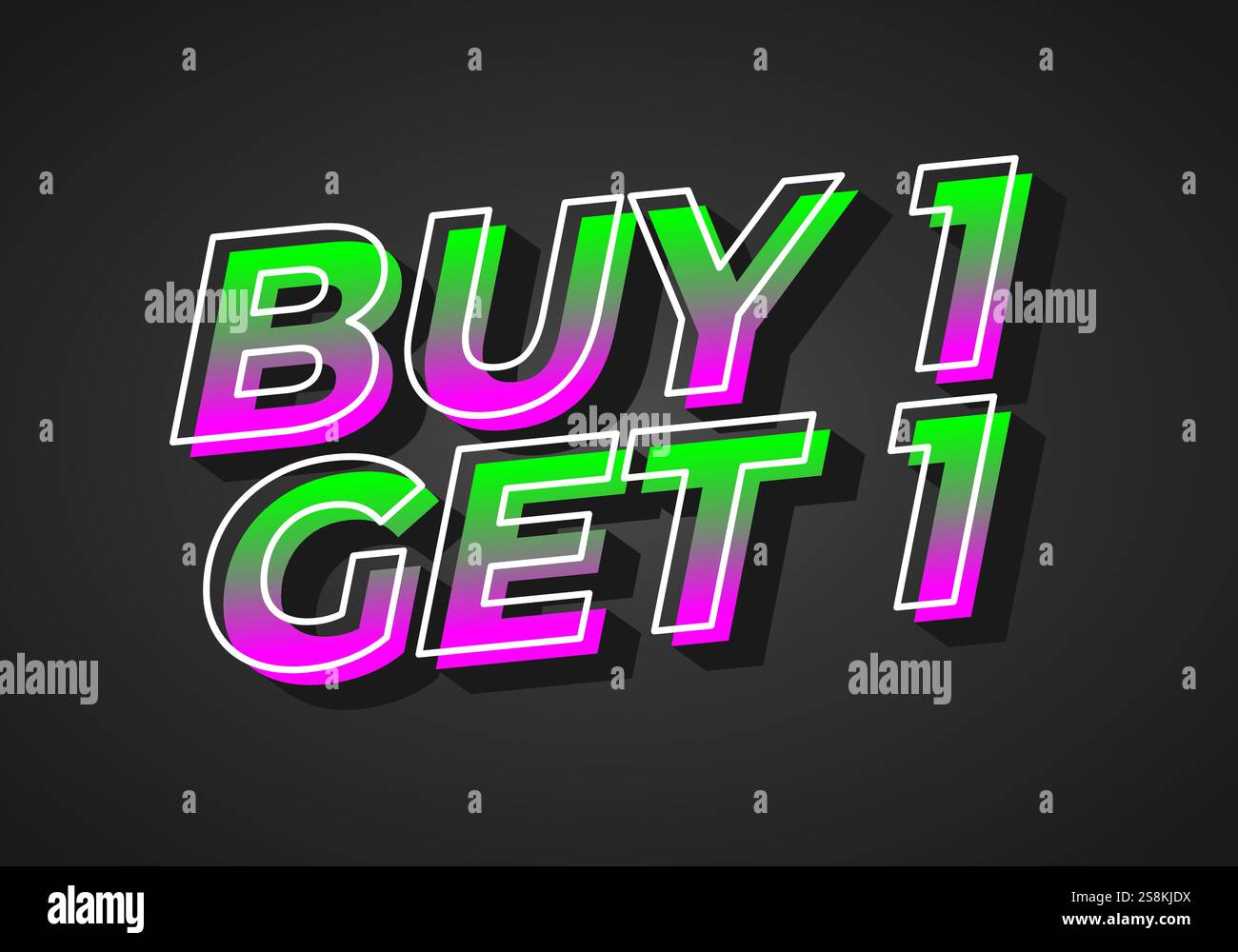 Buy 1 get 1. Text effect design in bold font for print or digital ...