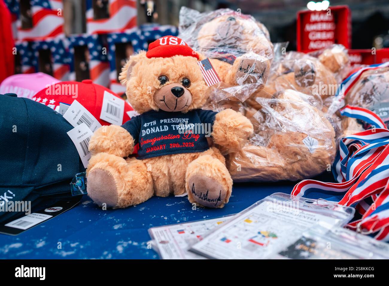 Washington D.C, United States. 20th Jan, 2025. A small teddy bear sits ...