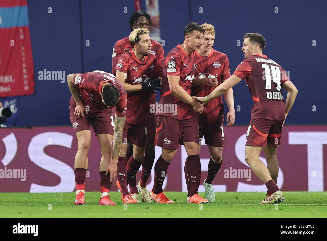 Leipzig, Germany. 22nd Jan, 2025. Soccer: Champions League, RB Leipzig ...