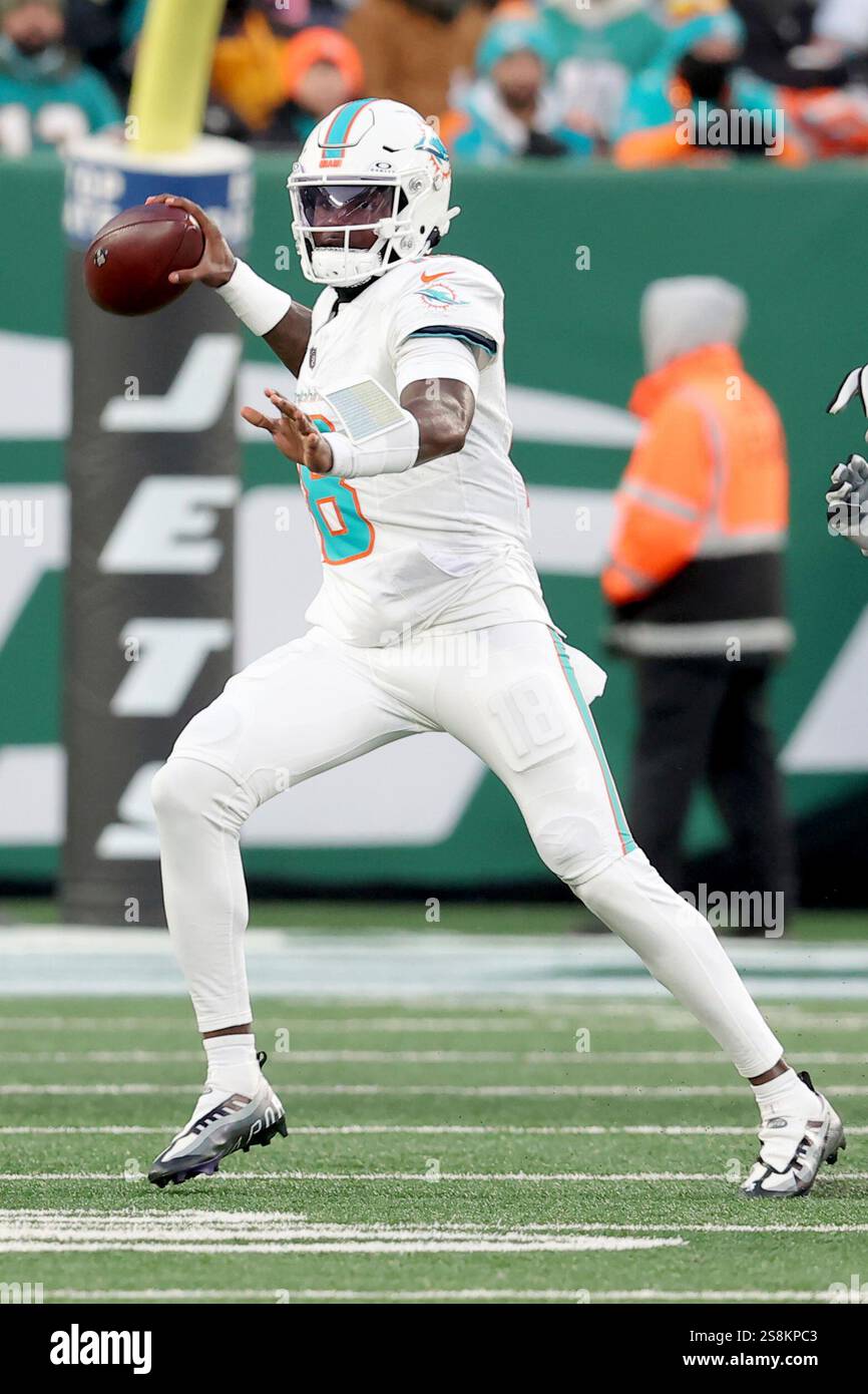 Miami Dolphins quarterback Tyler Huntley (18) in action against the New ...