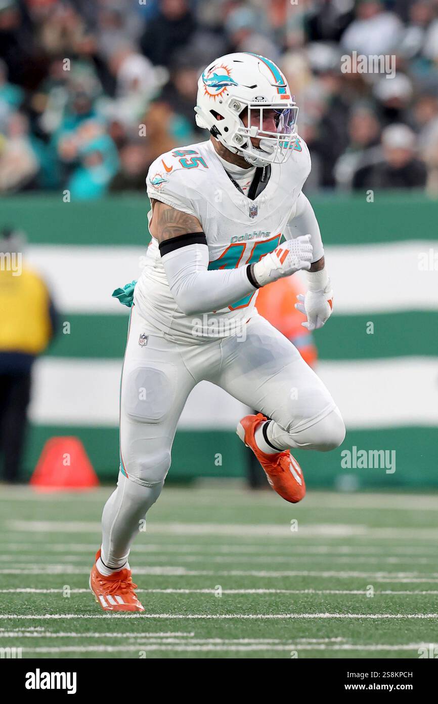 Miami Dolphins linebacker Duke Riley (45) in action against the New ...