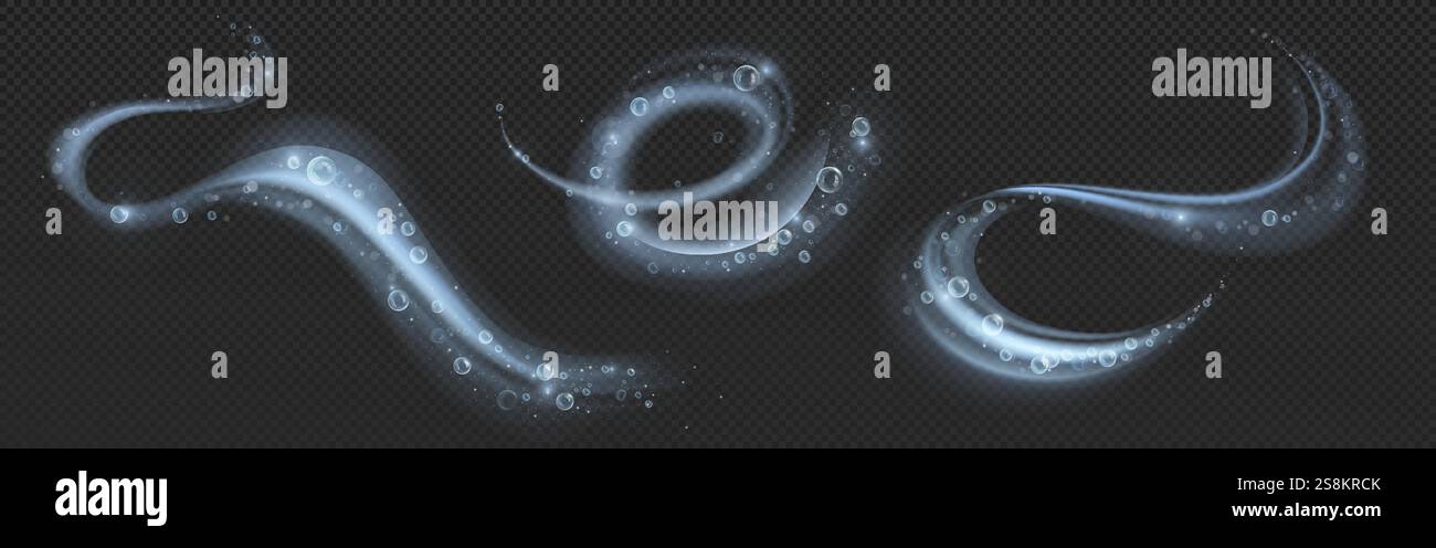 Bubble swirl effect collection with transparent wavy trails - luminous ...