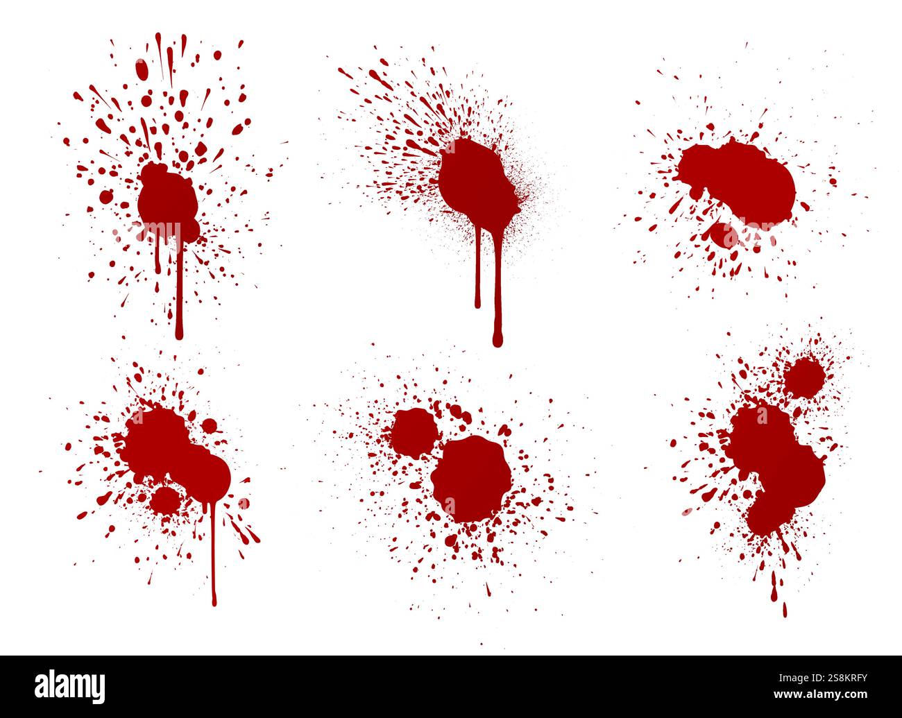 Blood splash collection - red stains with dripping streams and ...