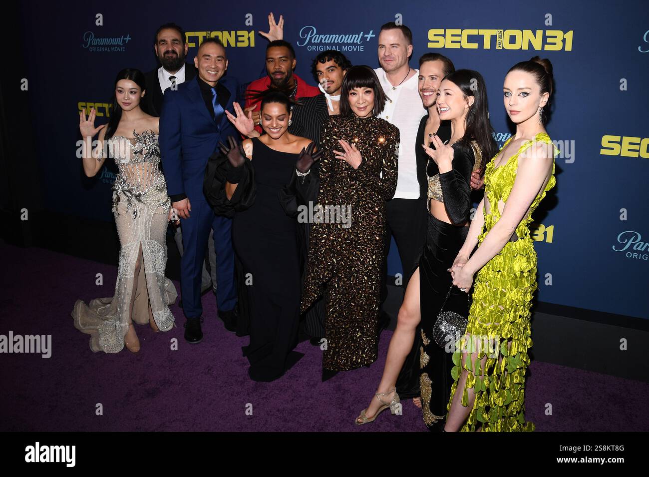 L-R) Actors Emily Mei, Joe Pingue, James Hiroyuki Liao, Omari Hardwick ...