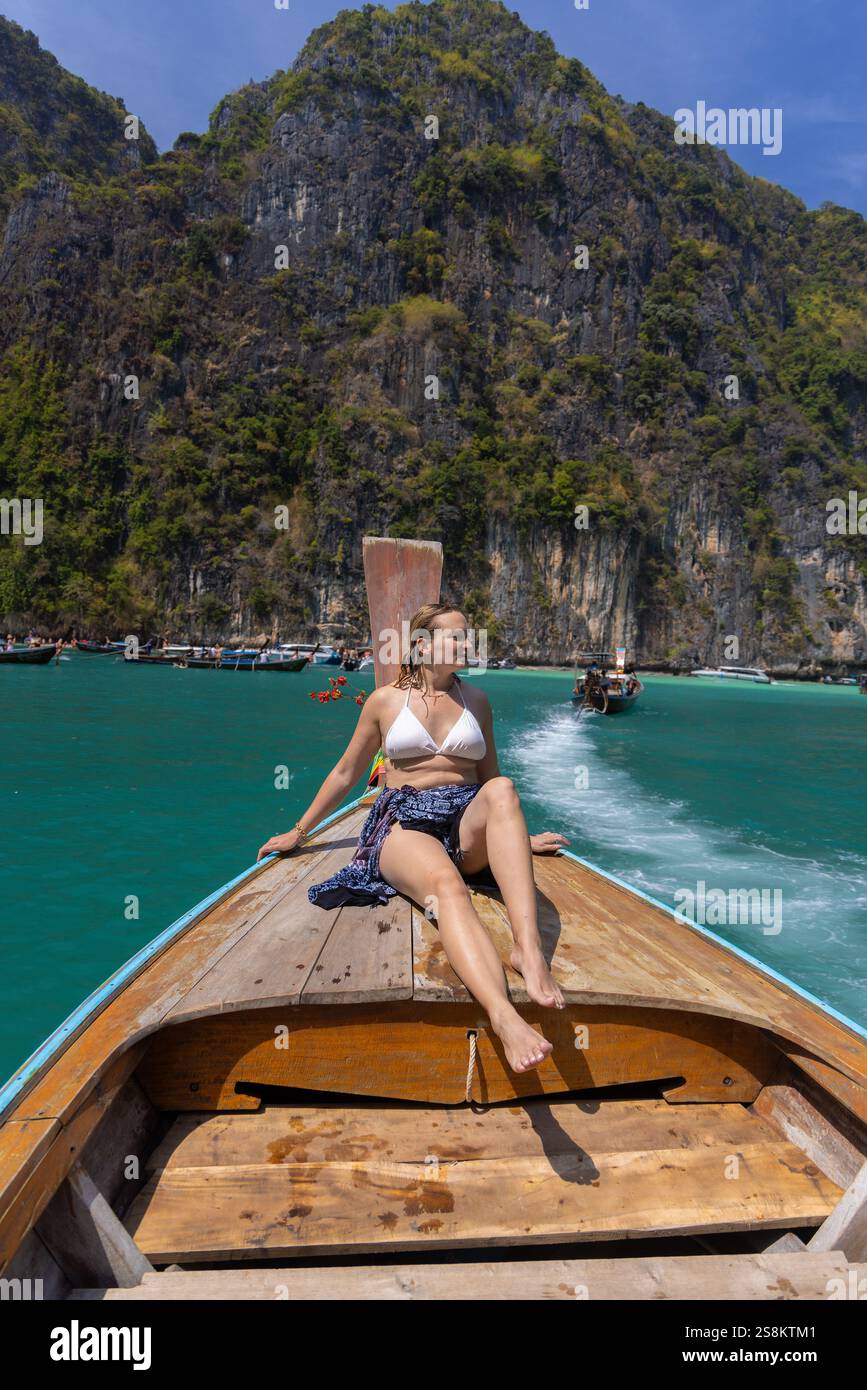 Tourist longboats in Ko Koh Phi Phi Leh Island, Thailand Stock Photo - Alamy