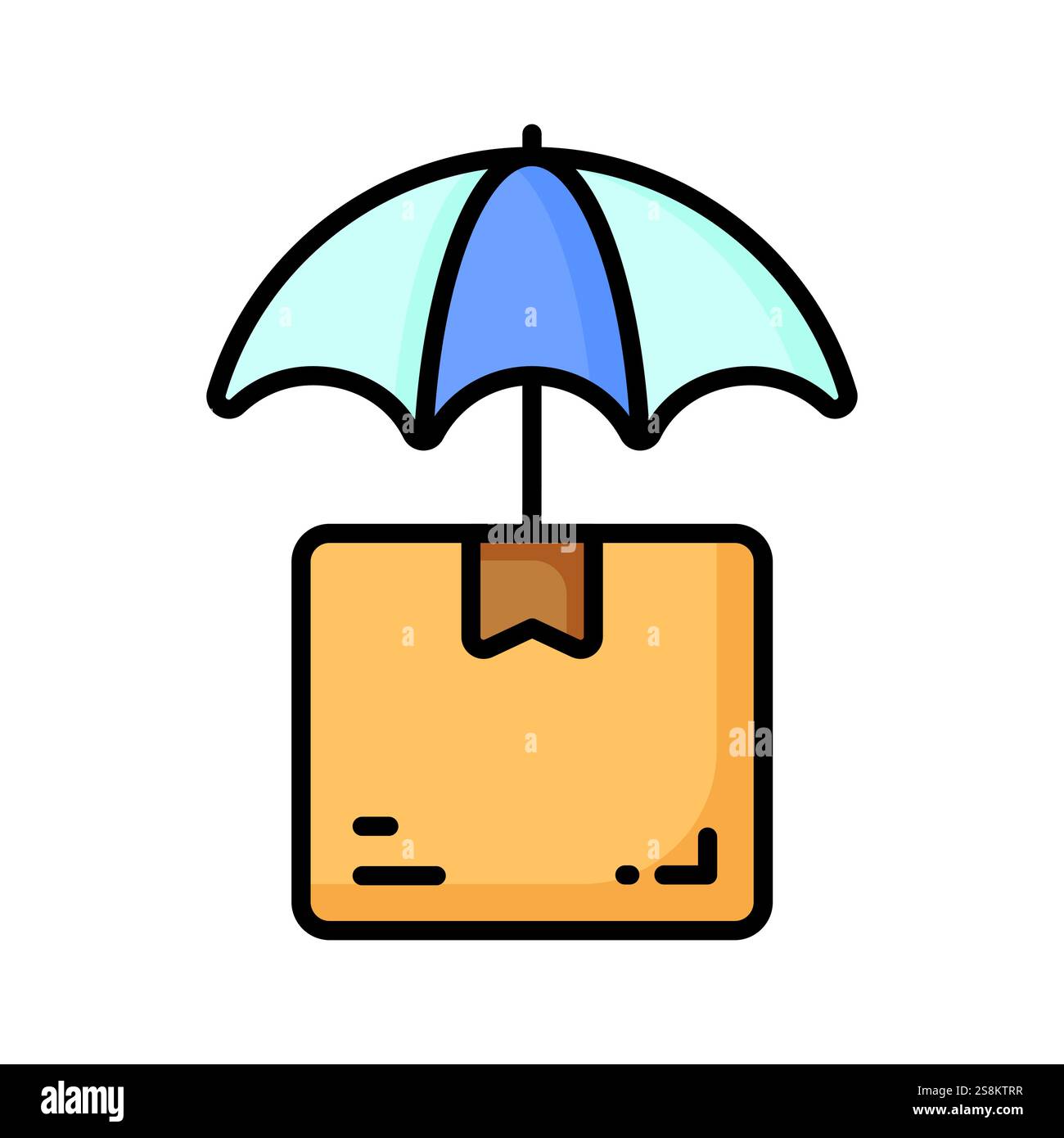 Package parcel under umbrella showing concept icon of package insurance ...