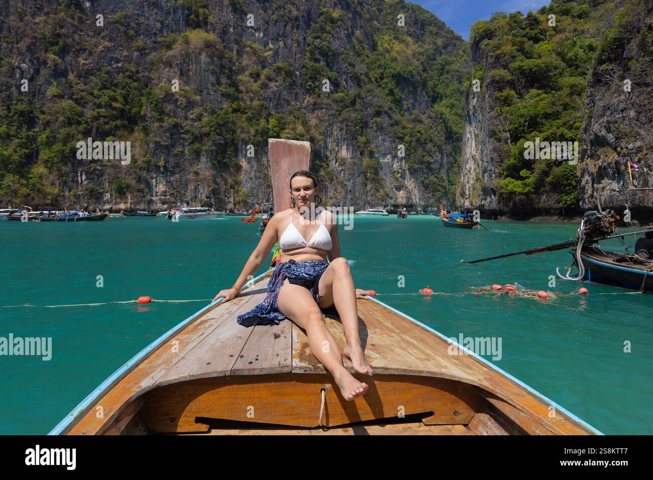Tourist longboats in Ko Koh Phi Phi Leh Island, Thailand Stock Photo - Alamy