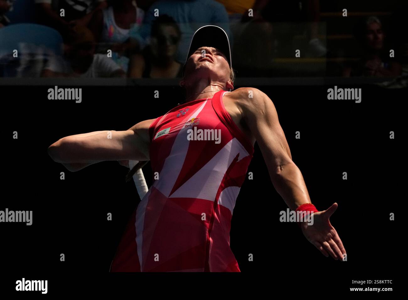 Elena Rybakina of Kazakhstan serves to Madison Keys of the U.S. during ...