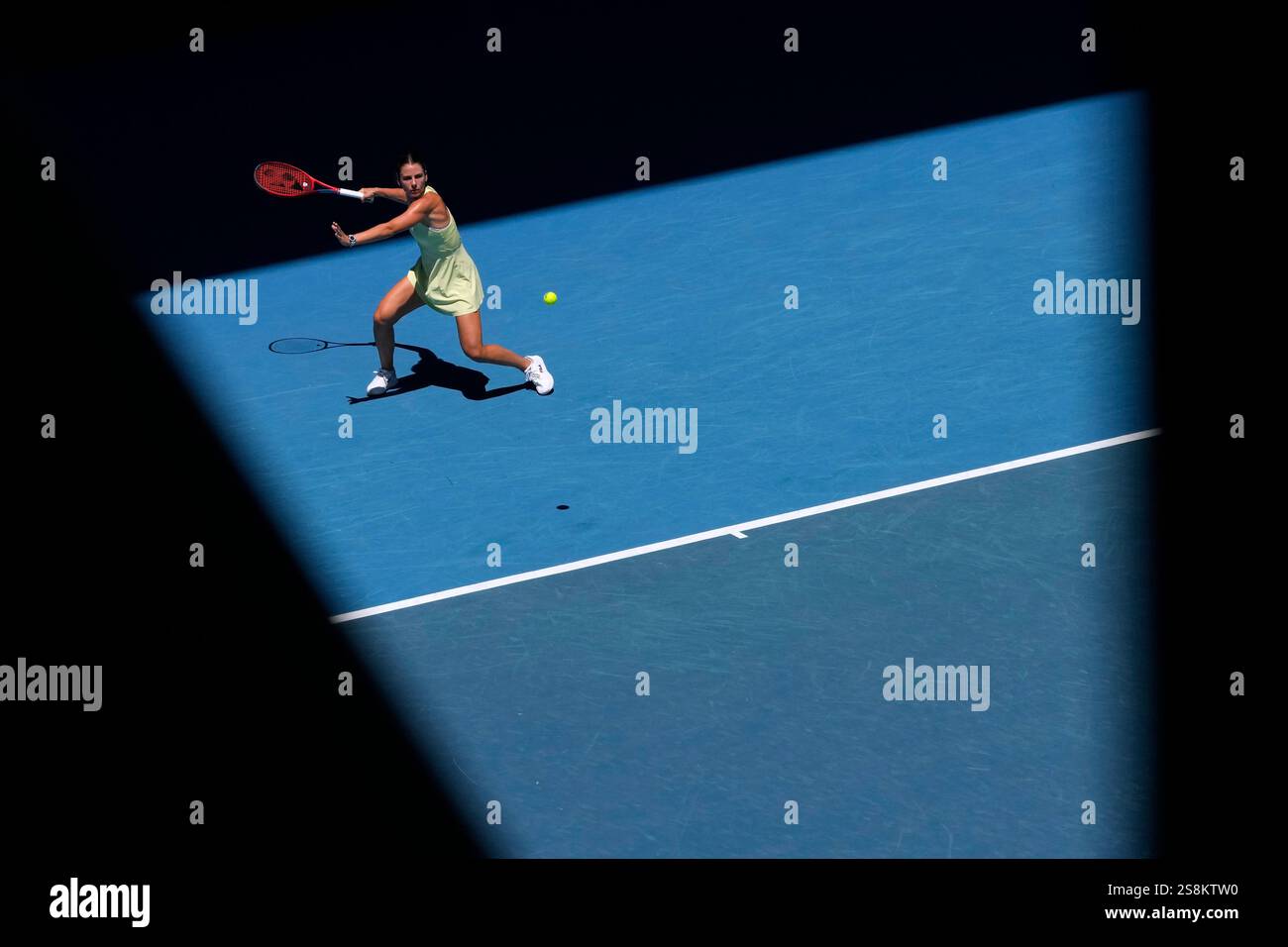 Emma Navarro of the U.S. plays a forehand return to Ons Jabeur of ...