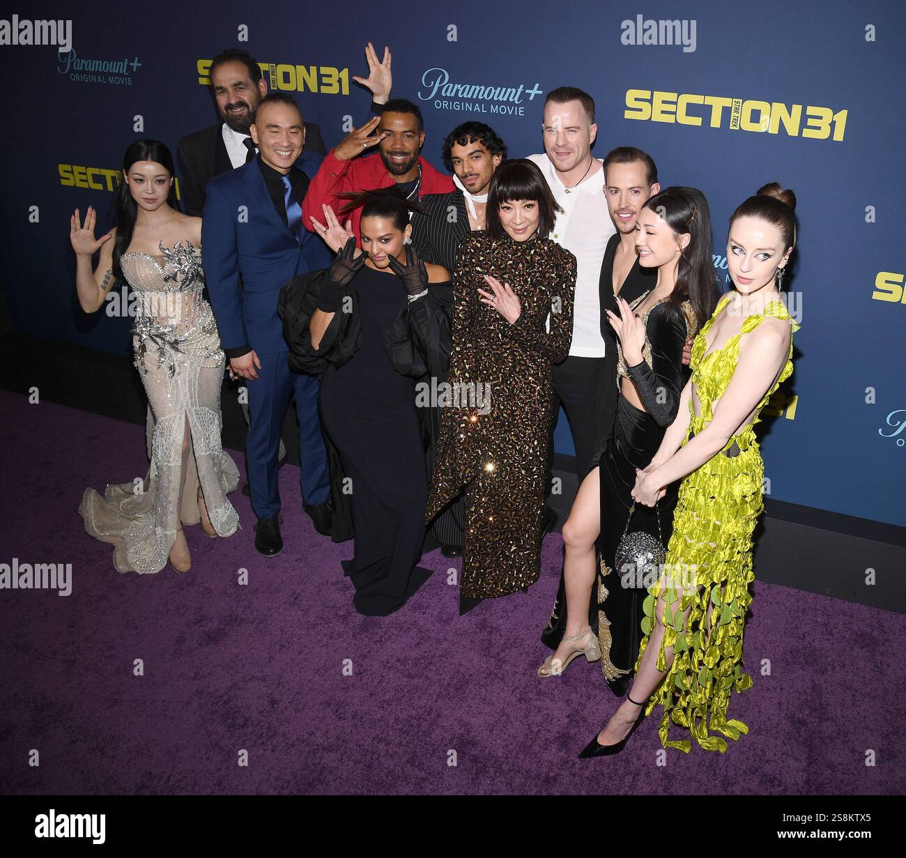 L-R) Actors Emily Mei, Joe Pingue, James Hiroyuki Liao, Omari Hardwick ...