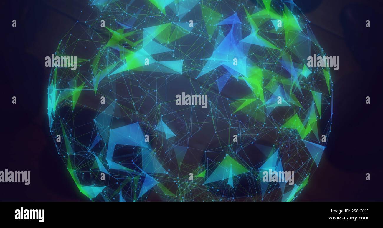 Image of globe of shapes over black background Stock Photo - Alamy
