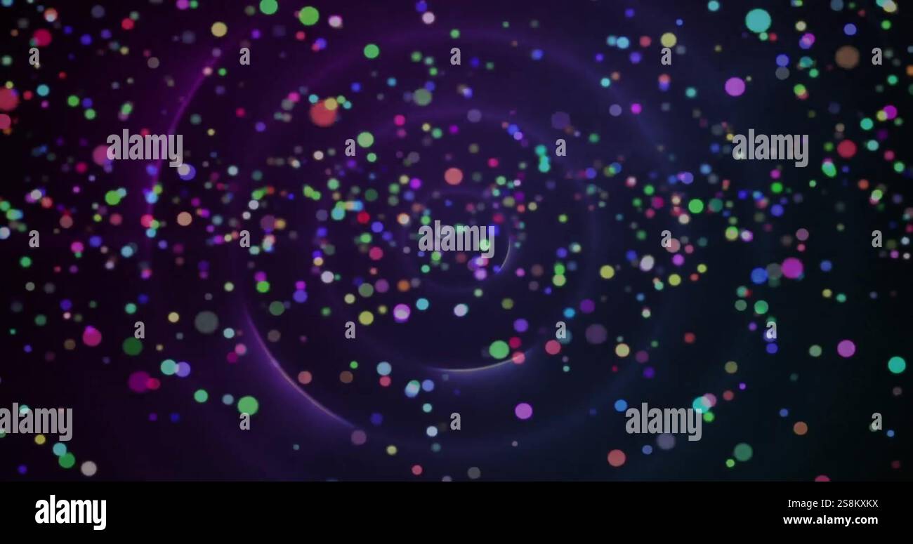 Image of colourful spots moving on black background Stock Photo - Alamy