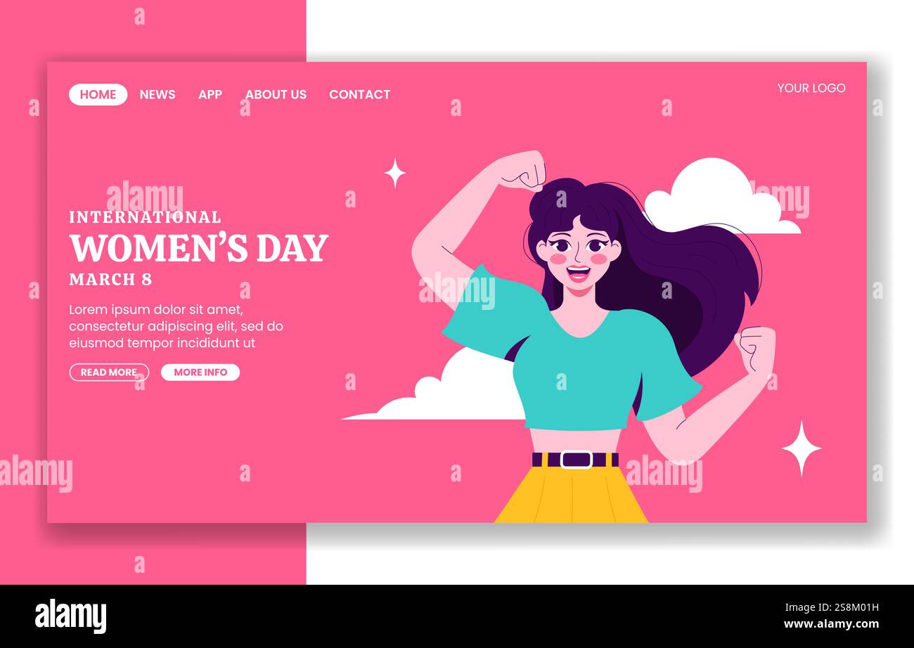 Flat Hand-Drawn Cartoon Templates for International Women's Day Social ...