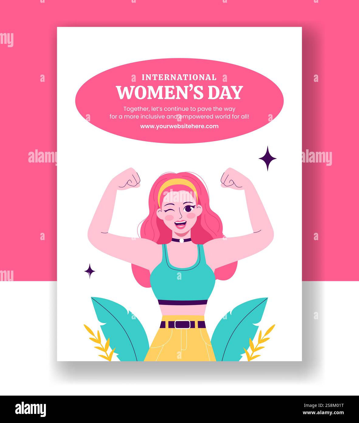 Flat Cartoon Illustration for International Women's Day Vertical Poster ...
