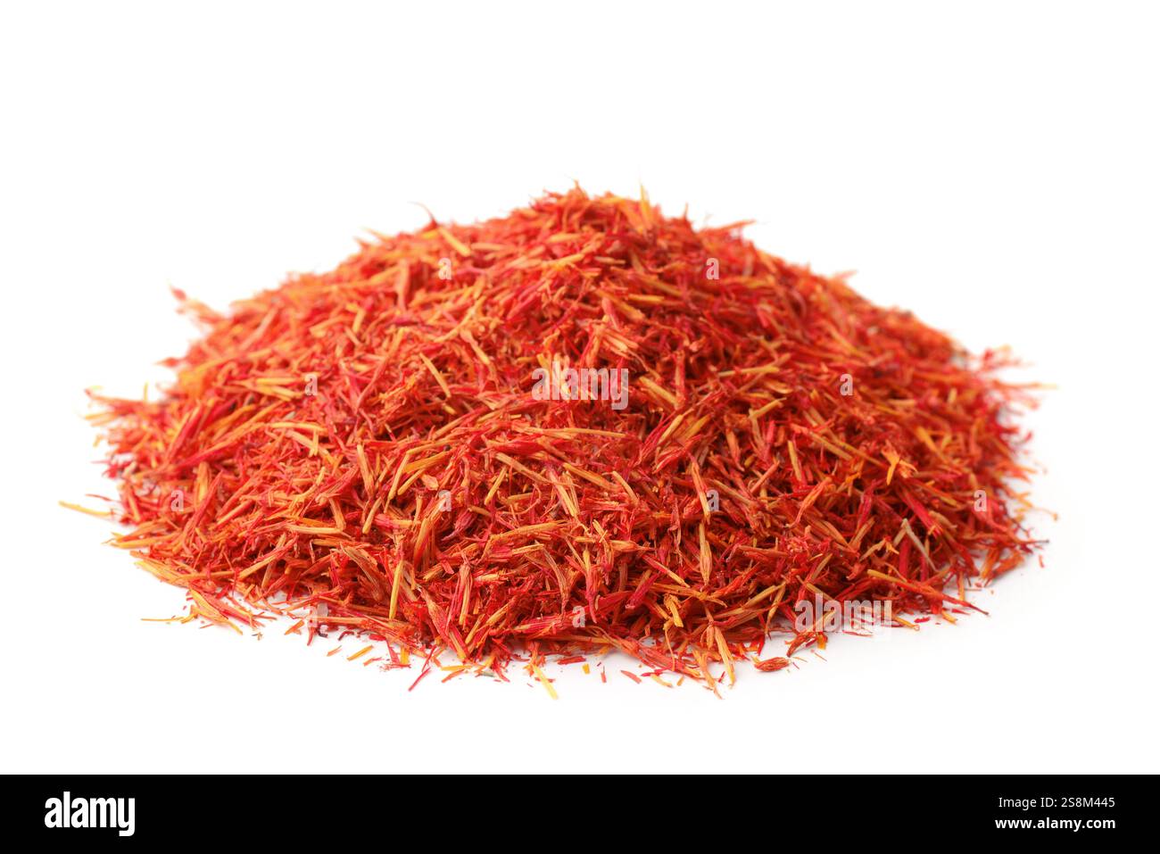 Heap of dried saffron threads isolated on white Stock Photo - Alamy