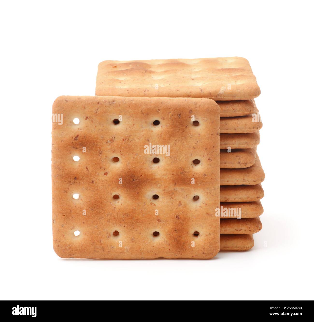 Stack of square wholegrain crackers isolated on white Stock Photo - Alamy
