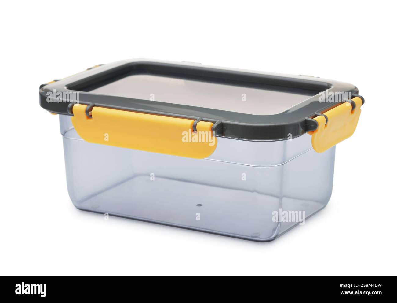 Reusable translucent plastic food container isolated on white Stock ...