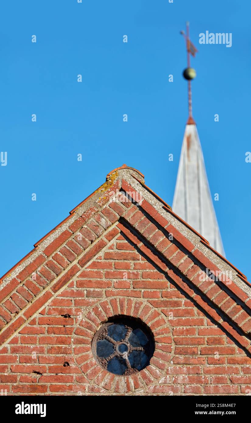 Architecture, windows and church with building in city for religion ...