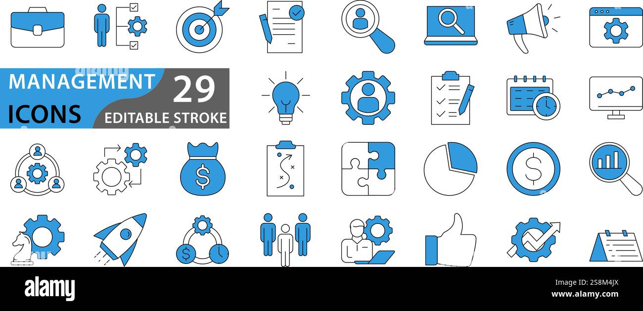 Business and management icons set. Management icon collection. Vector ...