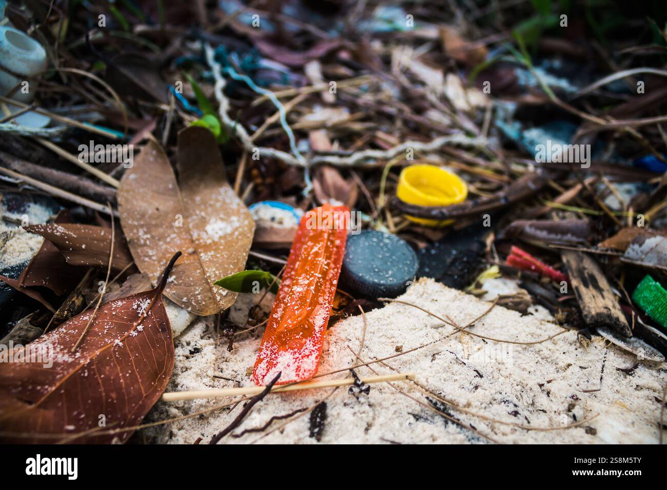 Koh Rong, Cambodia, January 22, 2025 Garbage and plastic waste is ...