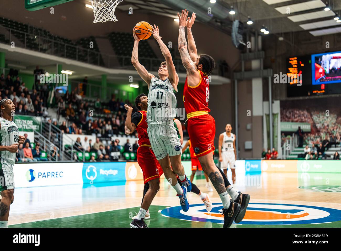 Roko PRKACIN of Nanterre 92 and Timmy ALLEN of Filou Oostende during ...