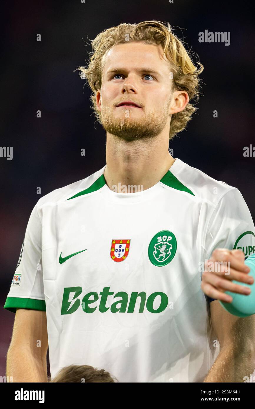 Leipzig, Germany. 22nd Jan, 2025. Morten Hjulmand of Sporting CP seen ...