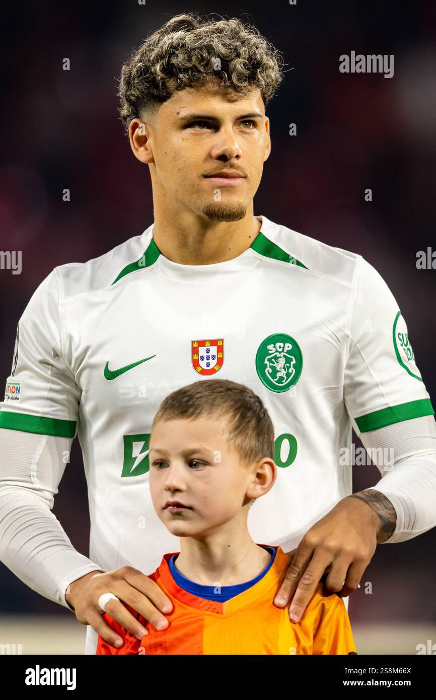 Leipzig, Germany. 22nd Jan, 2025. Maximiliano Araujo of Sporting CP ...