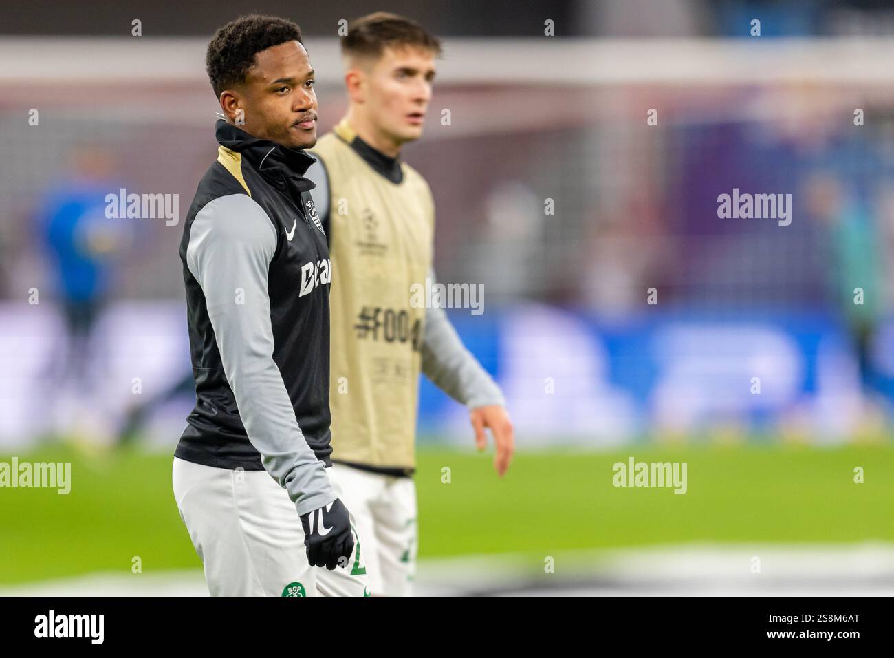 Leipzig, Germany. 22nd Jan, 2025. Geny Catamo of Sporting CP is warming ...