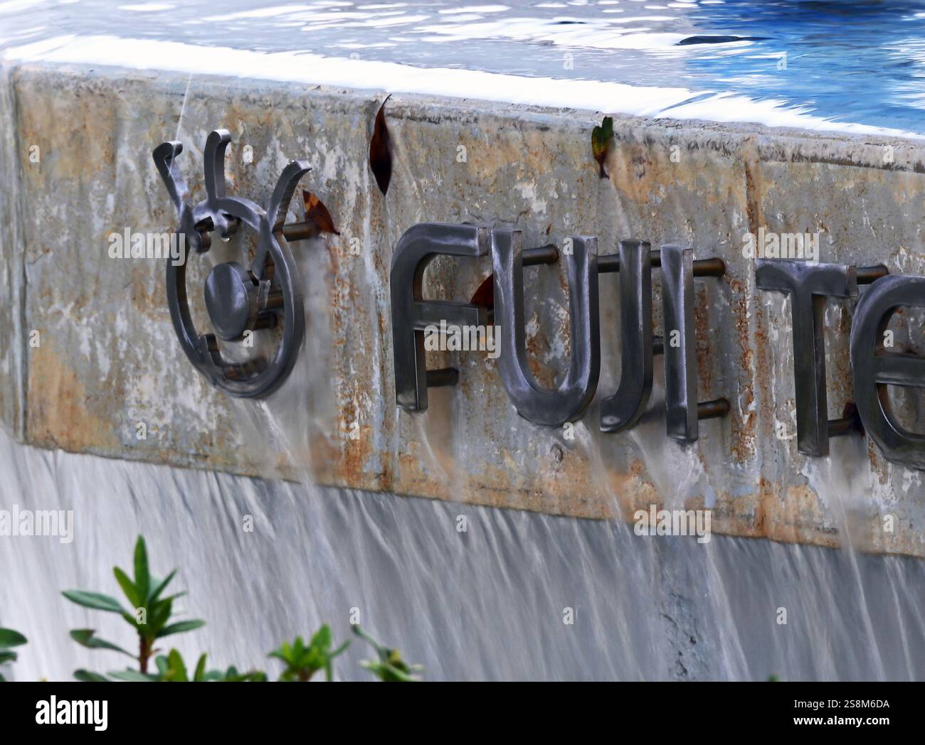 The logo mark of Fuji Television Network, Inc. is seen at its headquarters building in Minato ...