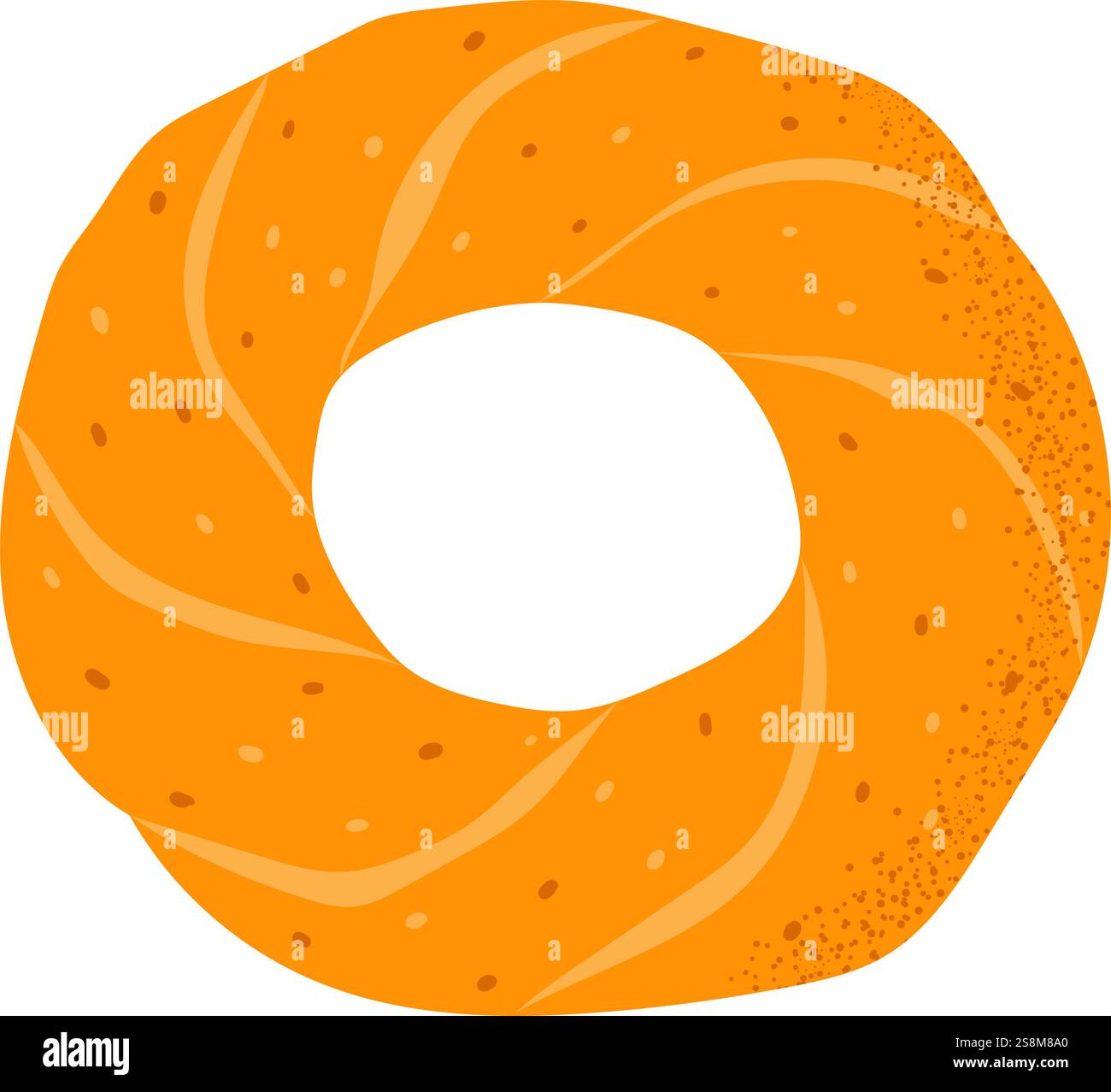 Turkish simit. Traditional bagel. Hand drawn vector illustration Stock ...