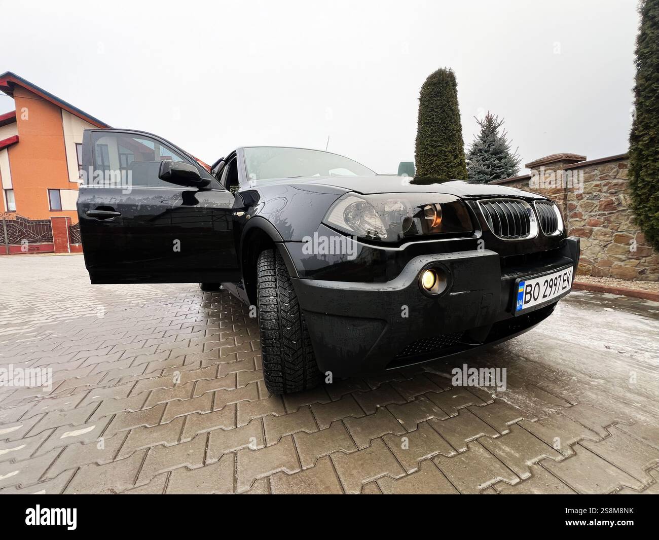 Kyiv, Ukraine - January 22, 2025: A sleek black BMW X3 car positioned ...