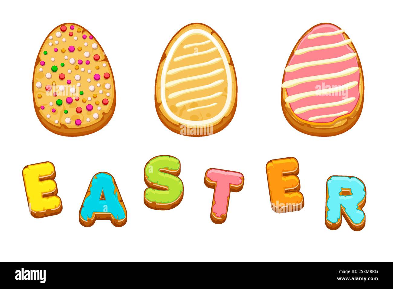 Set of Easter cookies in the form of Eggs. Gingerbread cookies with ...
