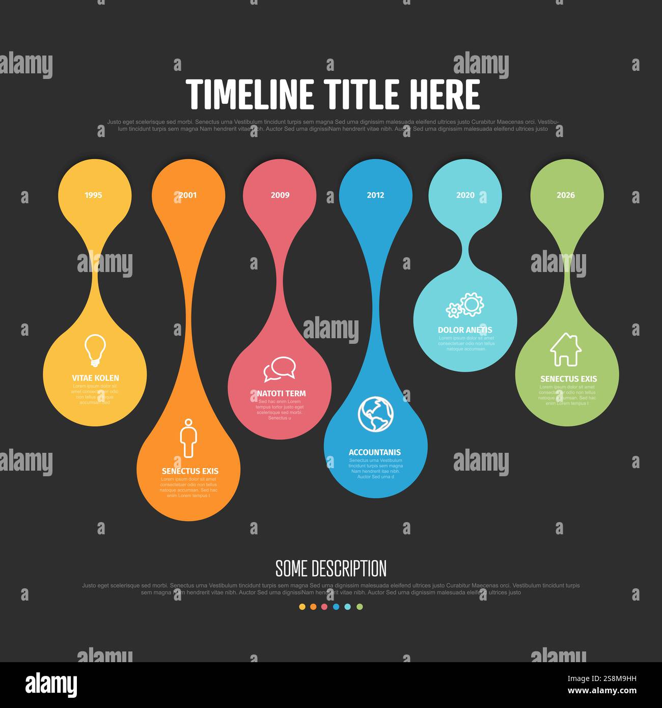 Colorful timeline infographic displays significant years and events ...