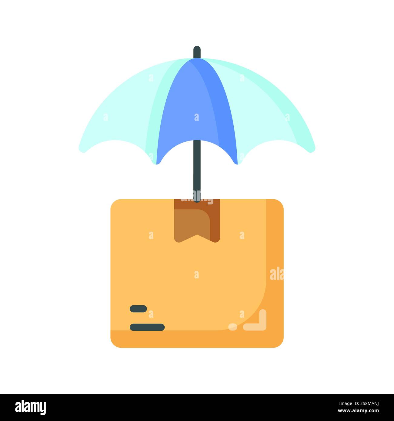 Package parcel under umbrella showing concept icon of package insurance ...