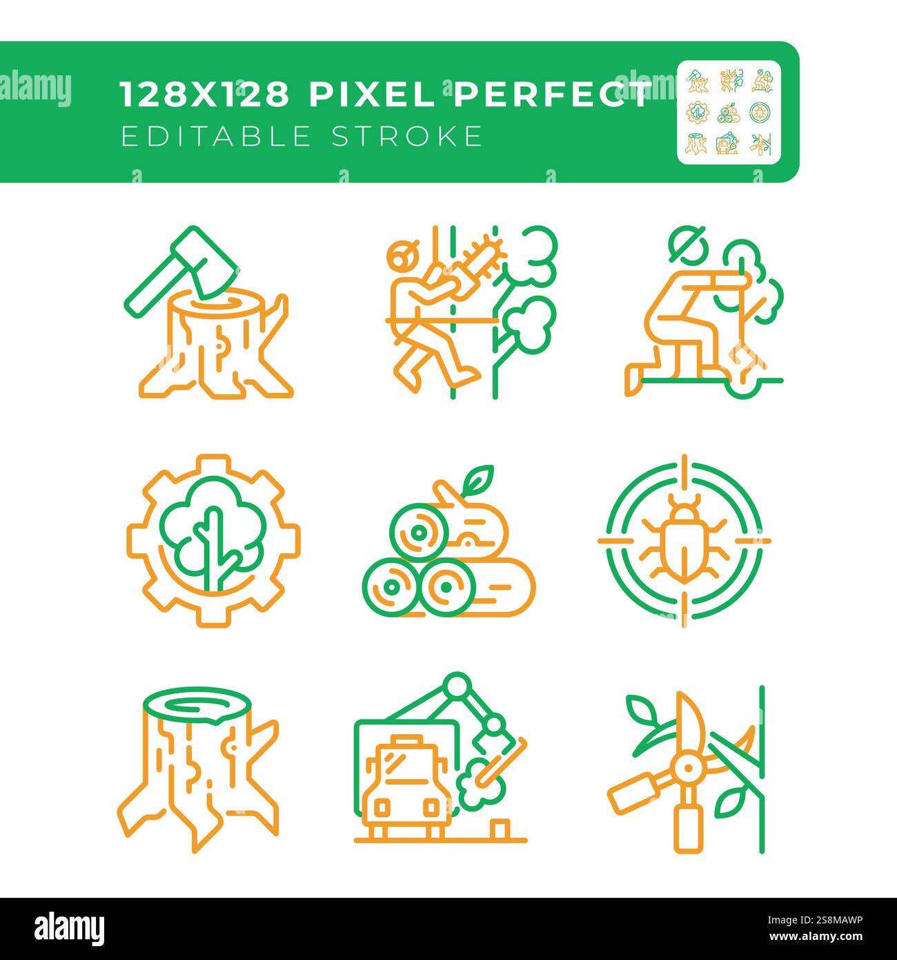 Forestry industry two color line icons set Stock Vector Image & Art - Alamy