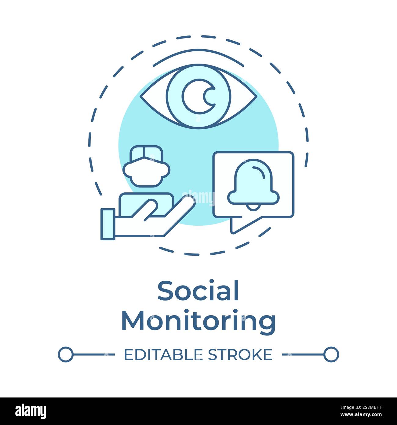 Social monitoring soft blue concept icon Stock Vector Image & Art - Alamy