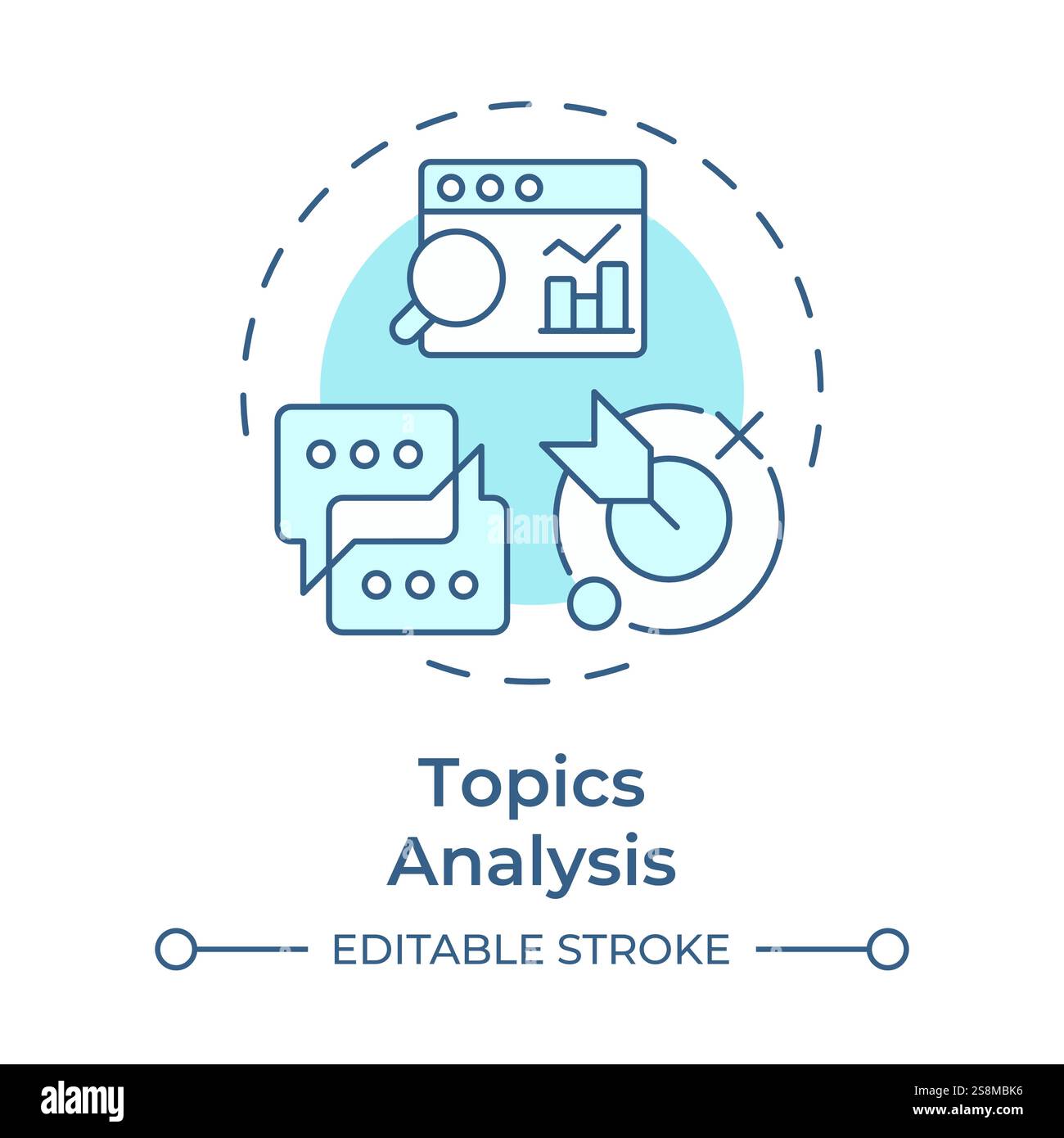 Topics analysis soft blue concept icon Stock Vector Image & Art - Alamy