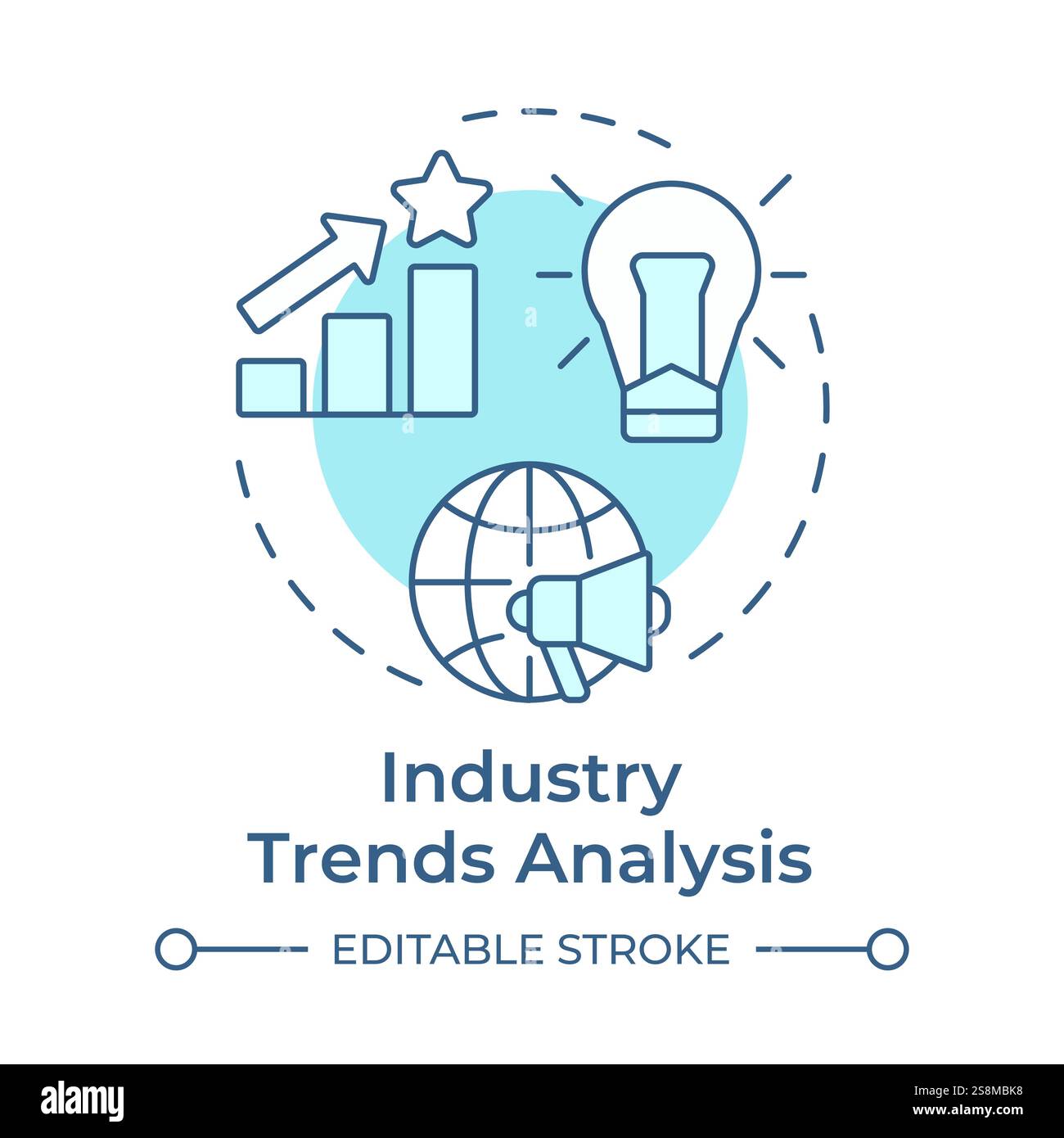 Industry trends analysis soft blue concept icon Stock Vector Image ...
