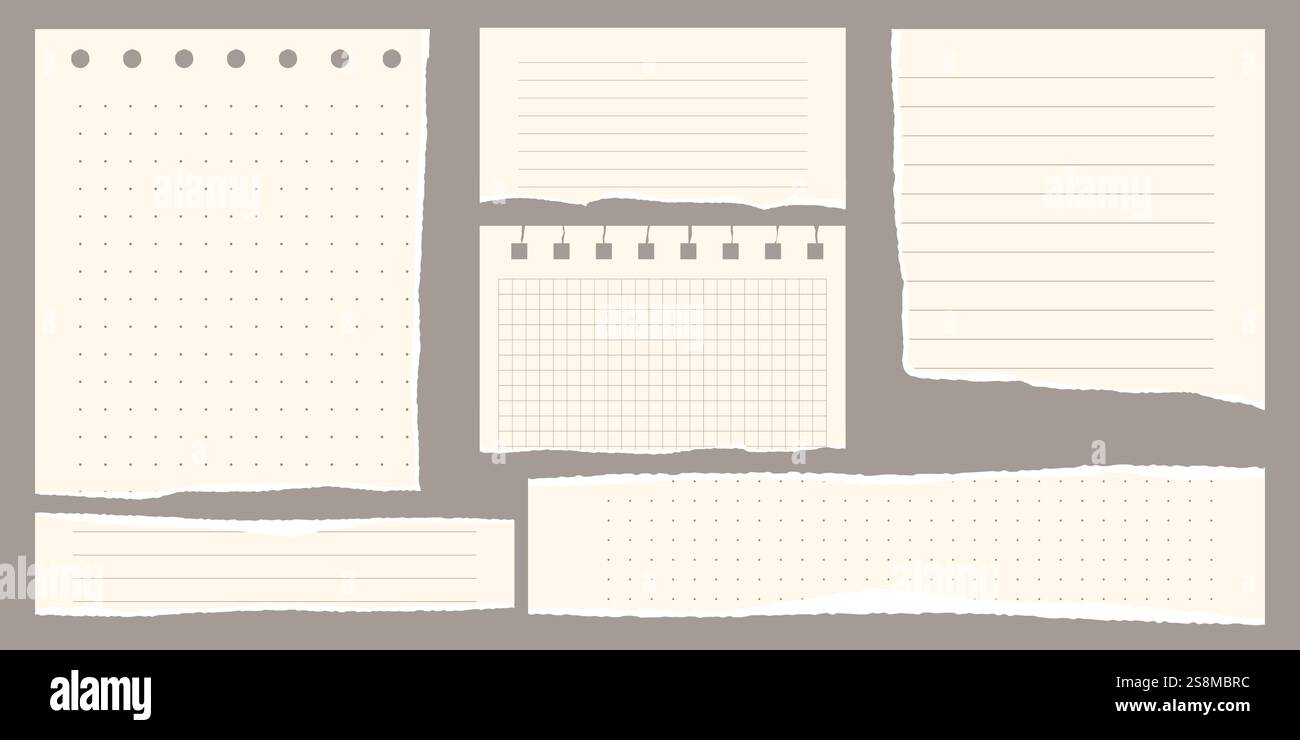 Paper scraps. Torn pieces of paper, with torn edges for notes ...