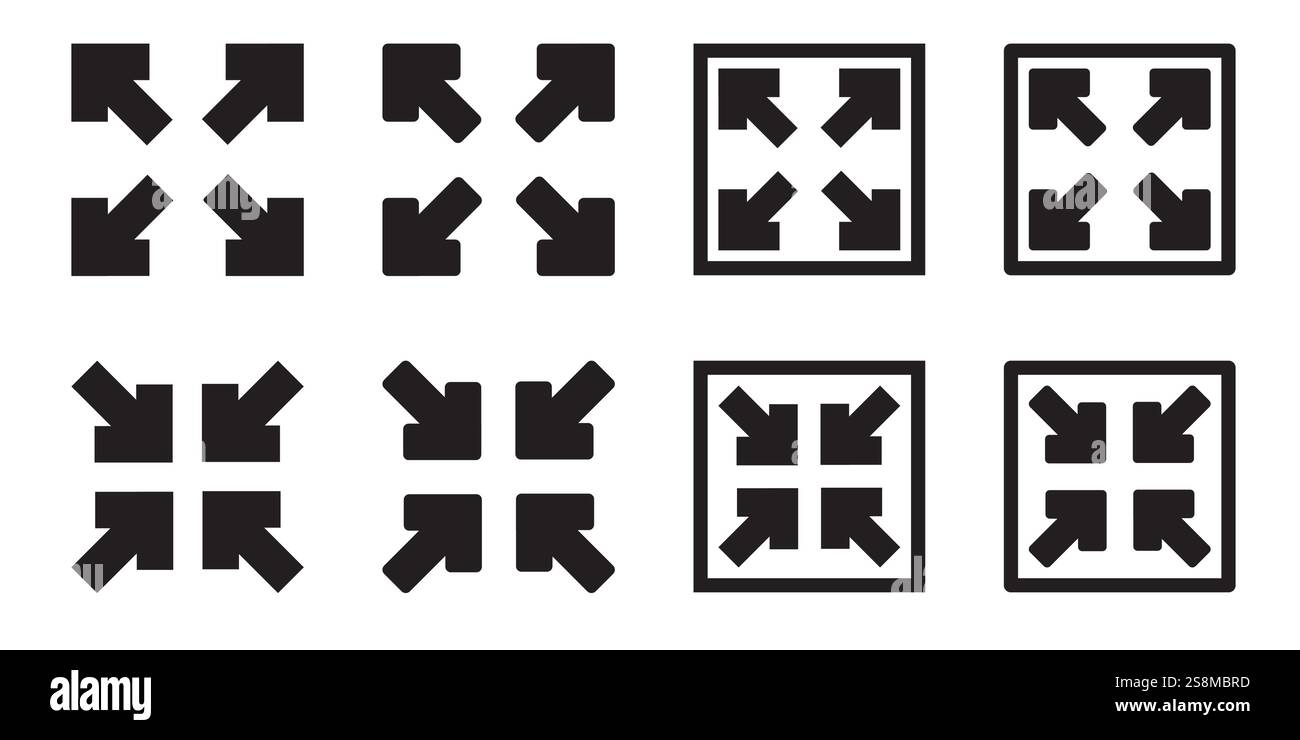 Full screen and exit full screen icon set Stock Vector Image & Art - Alamy