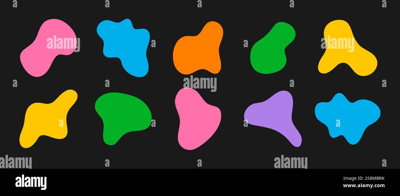 Freeform shape. Set of abstract colorful organic liquid forms. Modern ...