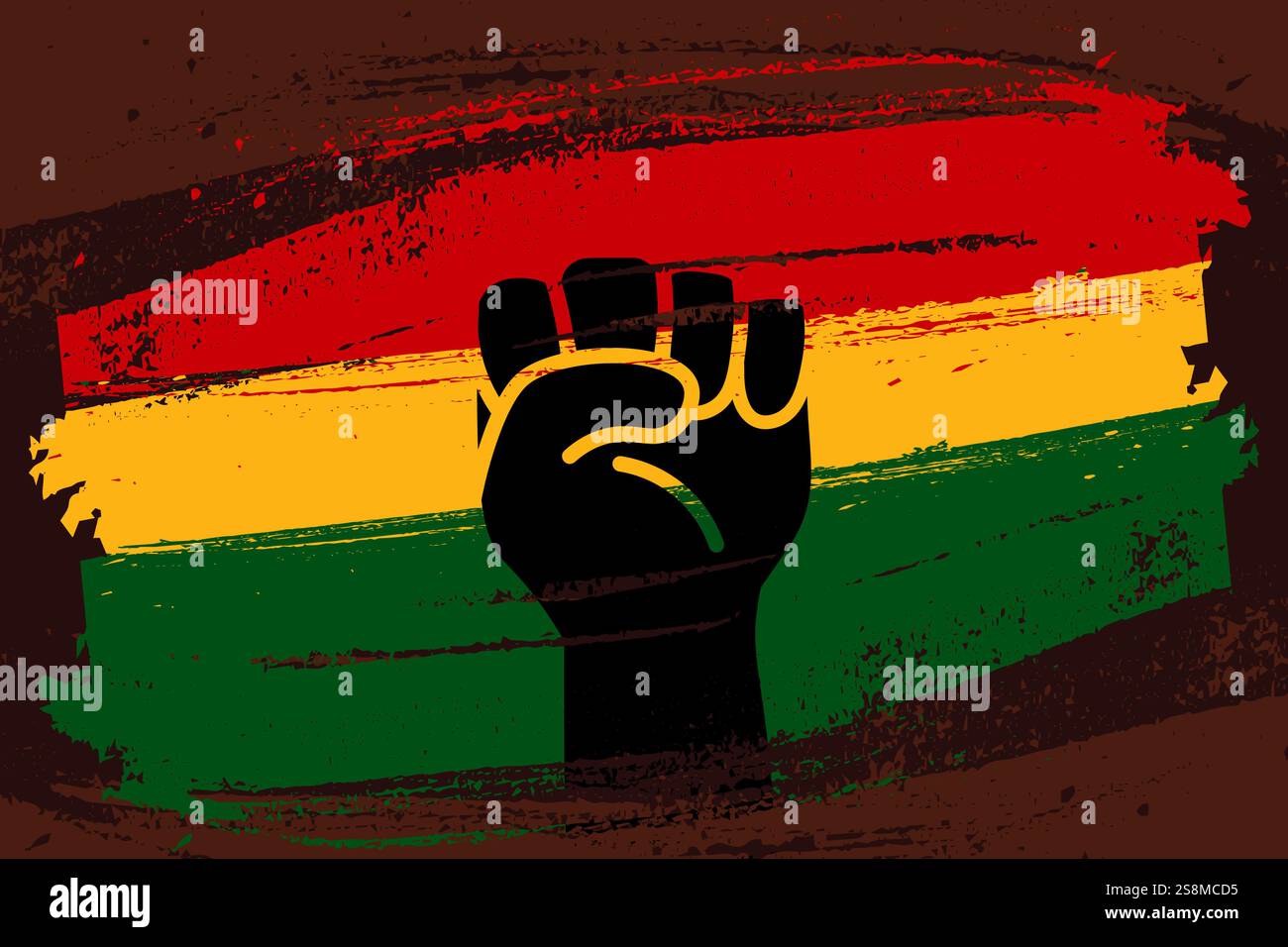 Black History Month Flag illustration with a raised fist sign. African ...