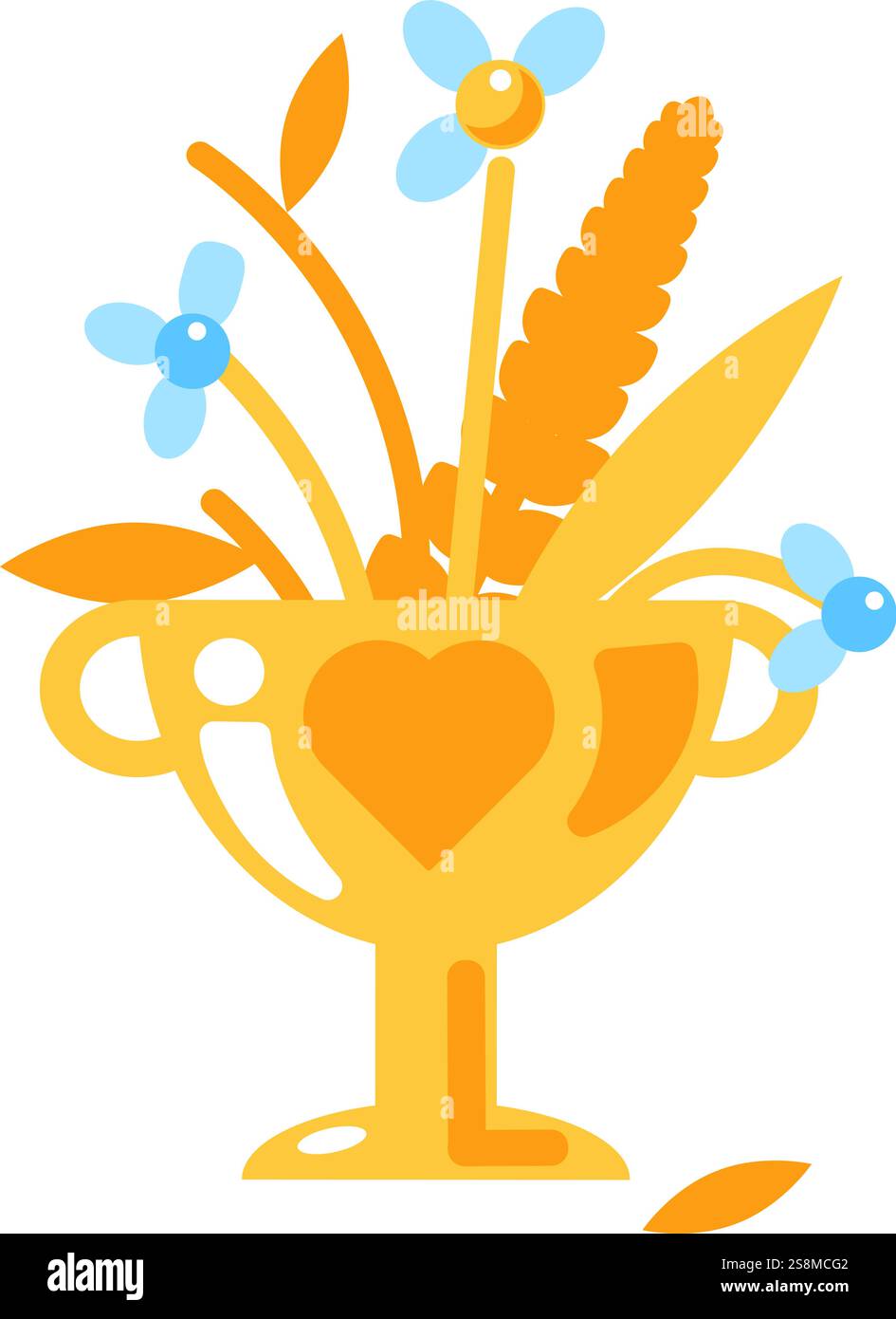 Vector graphic illustration of bouquet of autumnal flowers in a vibrant ...