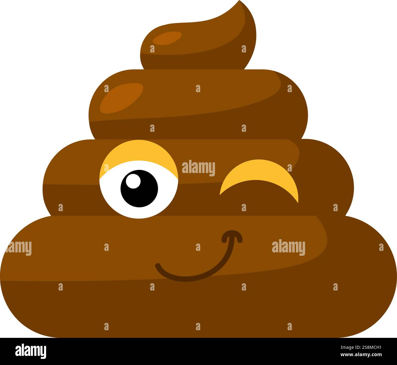 Brown mischievous, playful Emoji poop with winks an eye. Design element ...