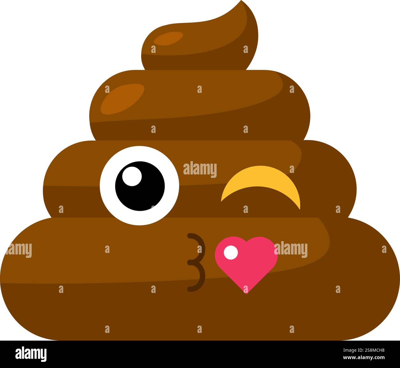 Brown lover Emoji poop with blows a kiss with heart. Design element for ...