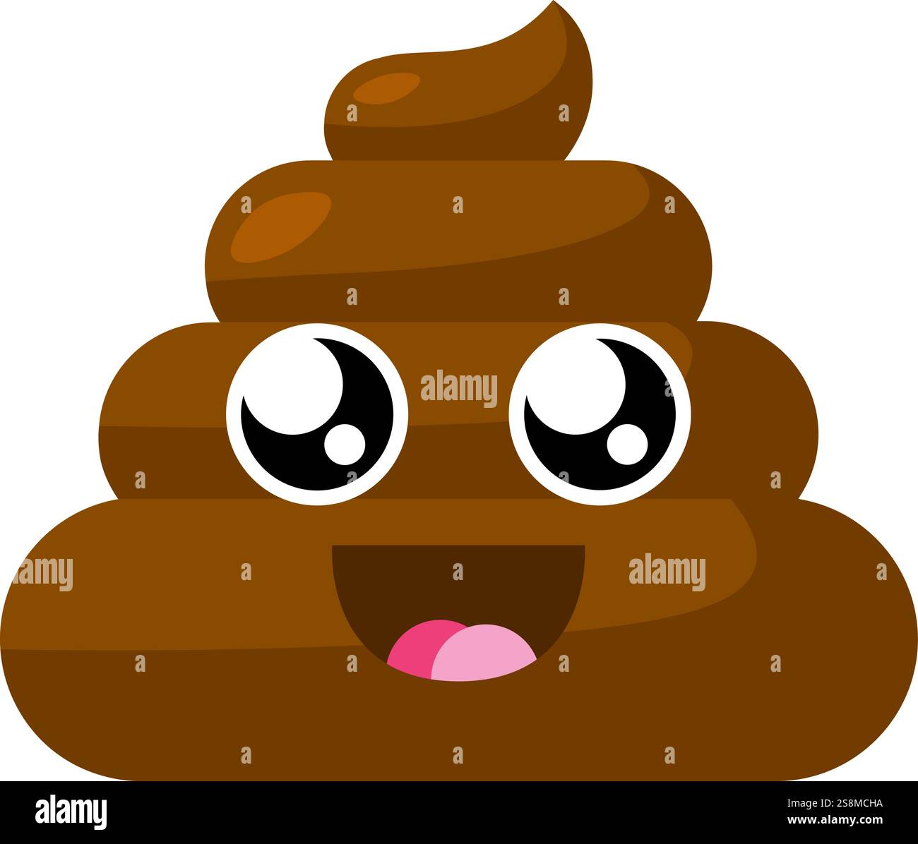 Brown happy Emoji poop with glowing eyes and open mouth in surprise ...