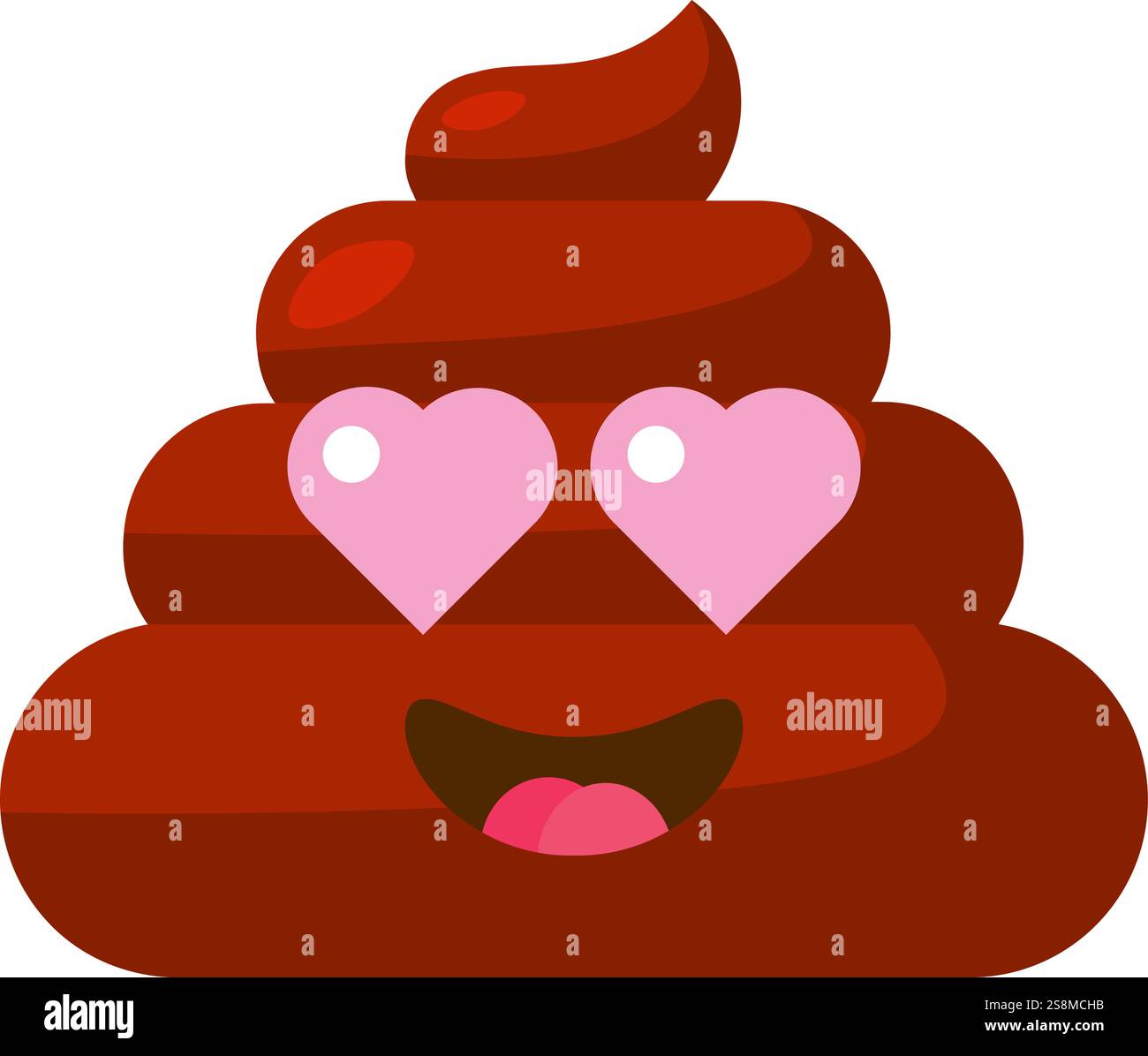 Brown beloved Emoji poop with pulsating heart shaped eyes. Design ...